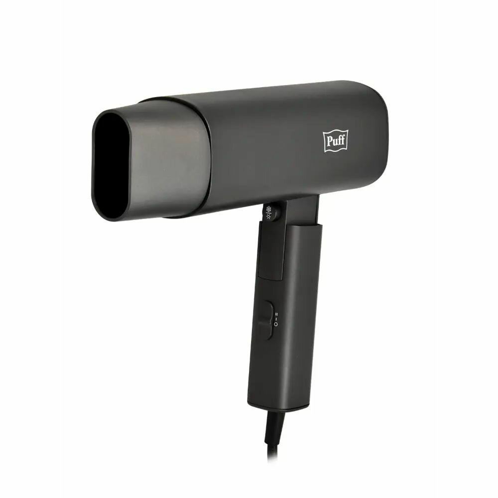 Фен Puff 1802Gr, складной, 1800Вт, 3 температурных режима, серый