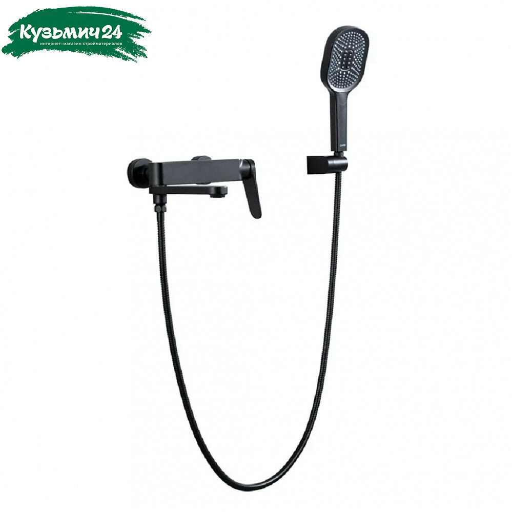 Смеситель для ванны Gappo G3210-6, латунь, выдвижной излив, черный, 1 шт.