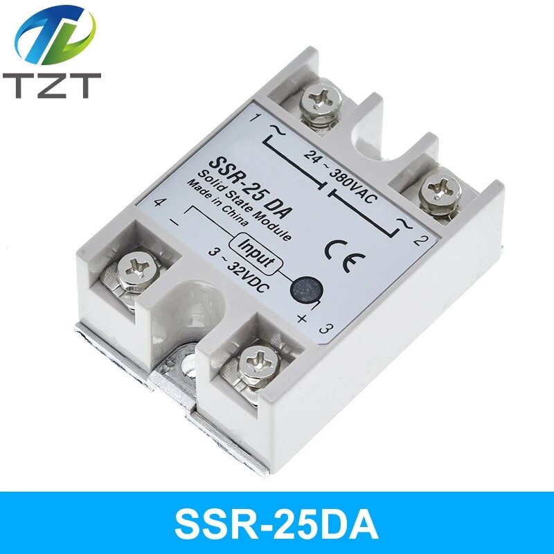 SSR-10DA SSR-25DA SSR-40DA SSR-50DA Твердотельное реле 10A 25A 40A 50A фактическое 3-32 В постоянного тока до 24-380 В переменного тока SSR 10DA 25DA 40DA 50DA