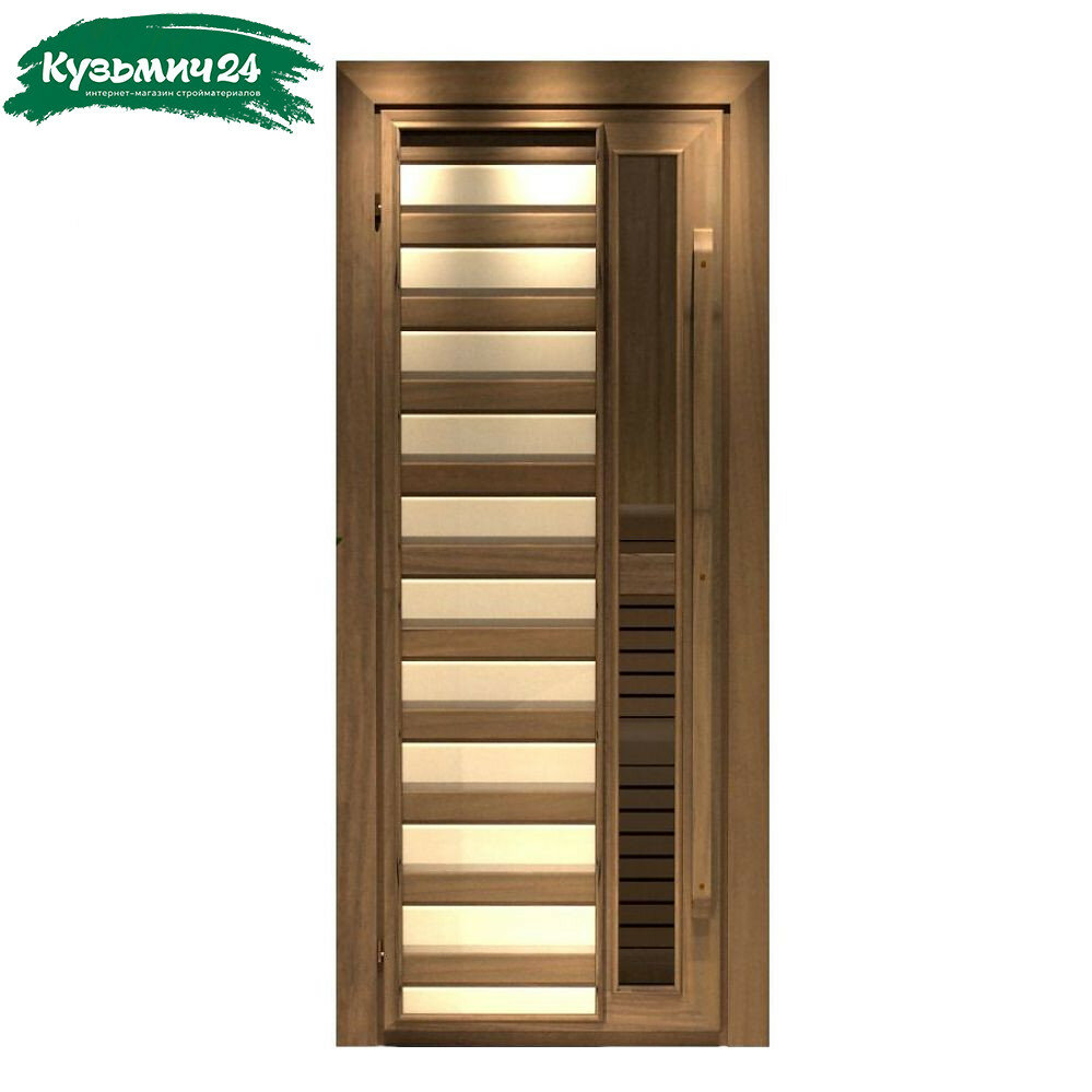 Дверь для бани и сауны Люкс термолипа комбинированная, боковое стекло, 1900х700 мм, правая или левая сторона открывания