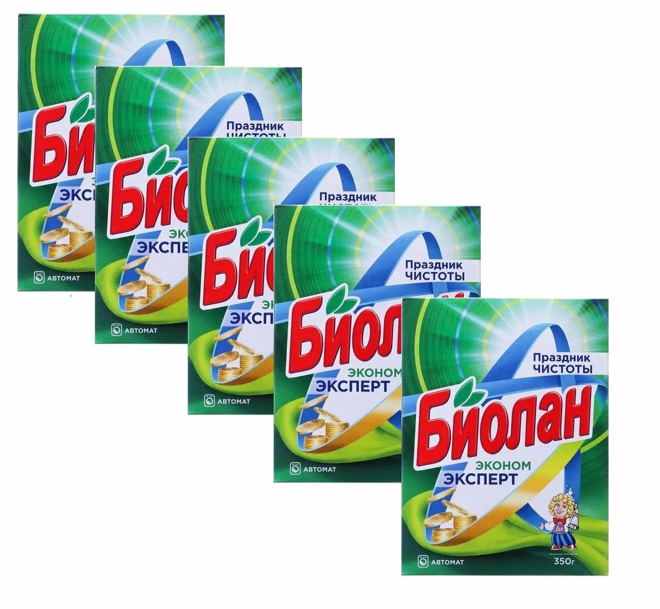 Стиральный порошок Биолан автомат, Эконом Эксперт, 350 г, 5шт.