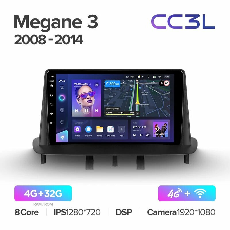 TEYES Тиайс CC3L WIFI Штатная магнитола For Рено Меган 3 EZ0/1 For Renault Fluence Megane 3 CC3L 32G