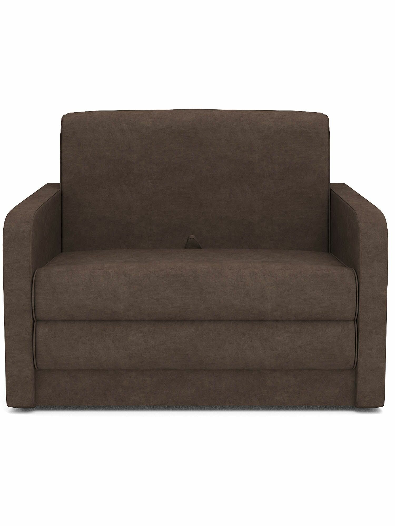 Кресло-кровать раскладное 100 см, широкое, мягкие локти, флок темно-коричневый #89 / олмп