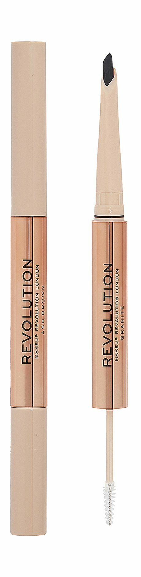 Revolution Makeup Fluffy Brow Duo 2-in-1 Blade Pencil Clear Brow Gel Карандаш со скошенным грифелем и гель-воск для фиксации бровей | Granite 100мл