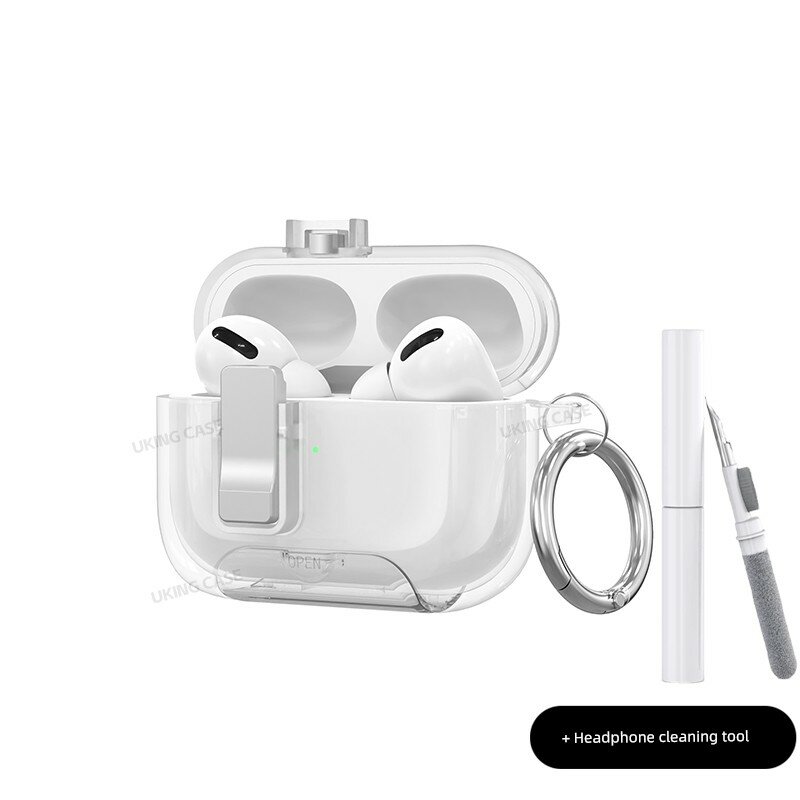 Чехол для Apple AirPods 4 с очистителем - прозрачный мягкий силикон, защитный чехол, подходит для AirPods 4