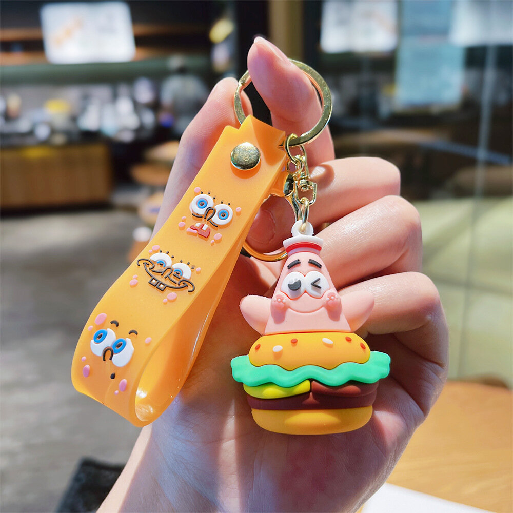 Брелок в виде гамбургера с изображением мультяшного Губки Боба Квадратные Штаны, изысканная кукла, аксессуар для сумки, подвеска для автомобиля, шарм Губки Боба Квадратные Штаны, подвеска с Патриком Стар.