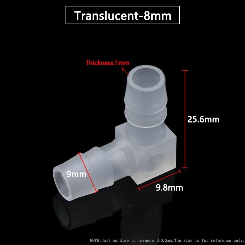 Переходник L-образный, Translucent-8mm, 5шт