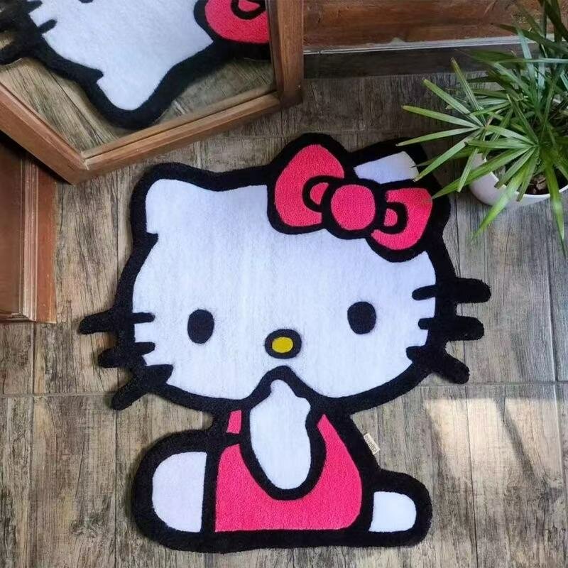 Коврик Hello Kitty Sanrio из искусственного кашемира для детской комнаты, впитывающий влагу, прохладный, мягкий, нескользящий, прикроватный коврик, 70*80 см.
