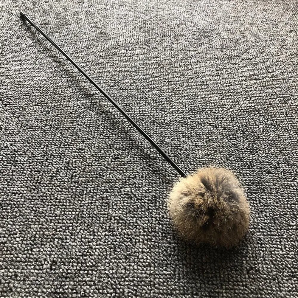 Удлиненная удочка для кошек с желтым помпоном, игрушка для кошек