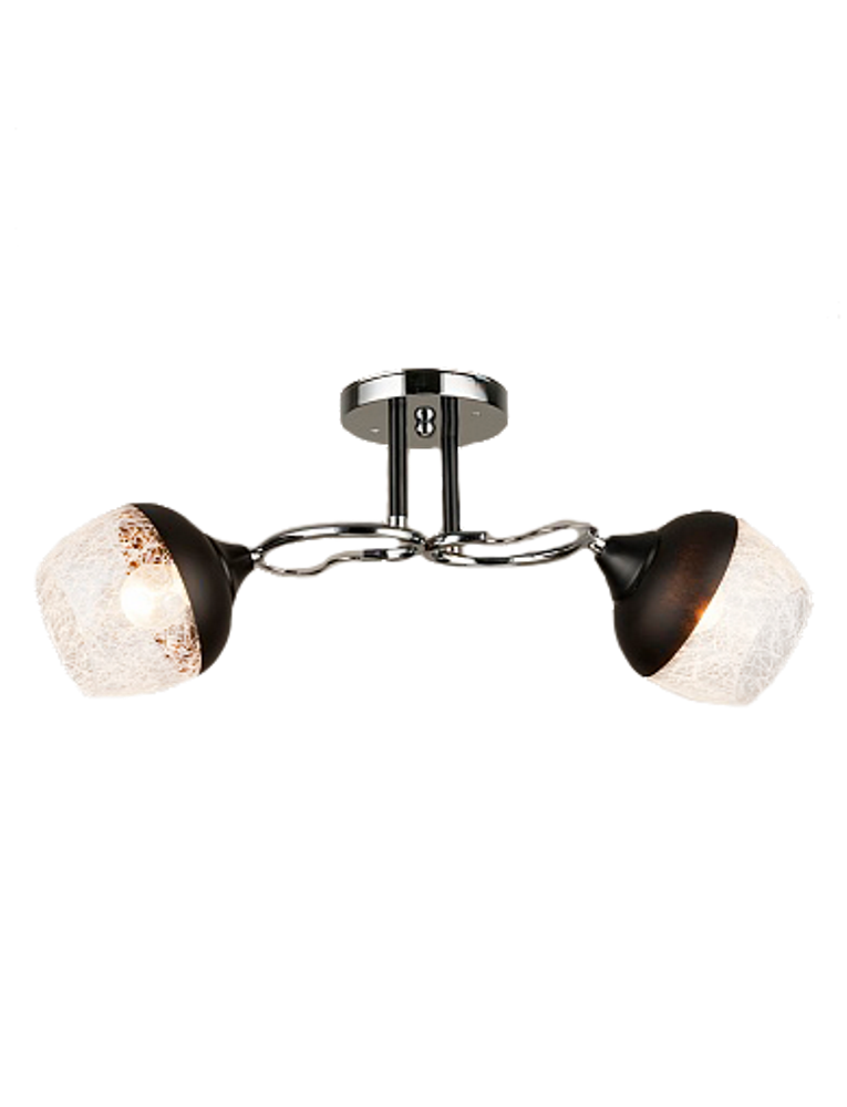 Люстра потолочная хром + черный, с плафонами на 2 лампы E27