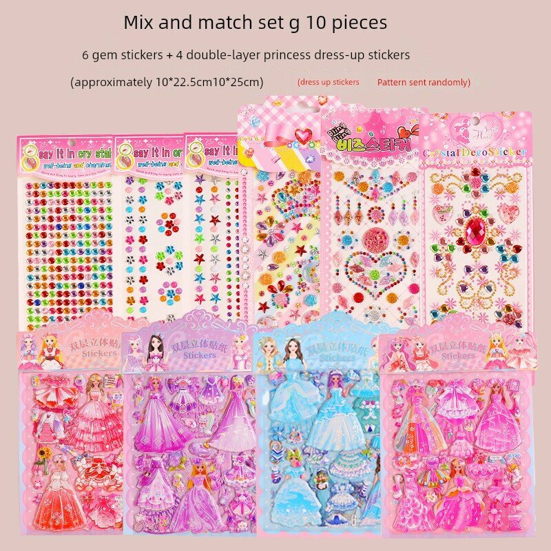 Наклейки для детей, наклейки с драгоценными камнями и бриллиантами, наклейки с кристаллами для переодевания