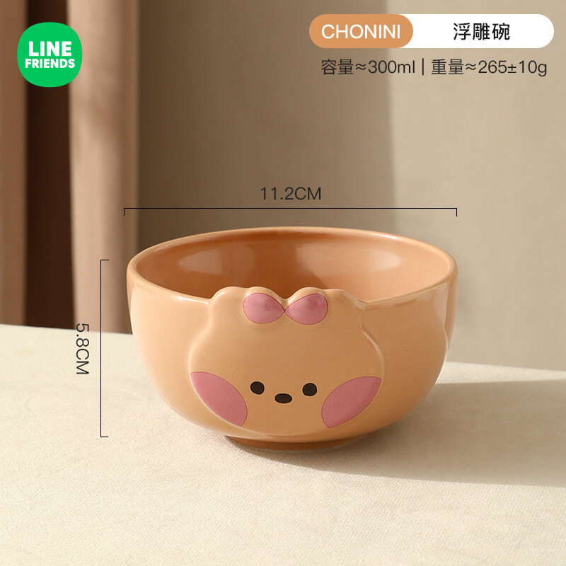 Керамическая миска LINE FRIENDS, домашняя милая мультяшная посуда, миска для лапши, суповая миска, миска для завтрака, салатная миска, рисовая миска