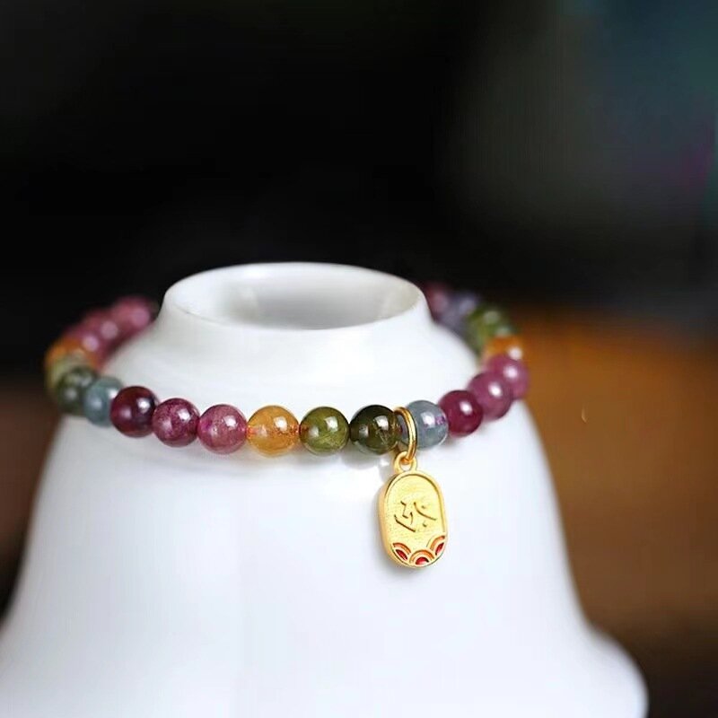 Браслет для гадания, YM Mall из обсидиана с аквамарином Привлечение защиты