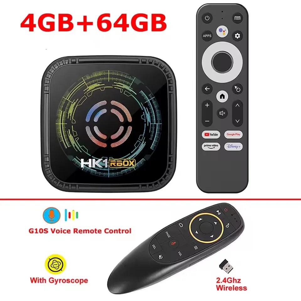 H96 HK1 RBOX H8X Android 14 Smart TV Box 4/64 ГБ Европейская, 4G 64G add G10S