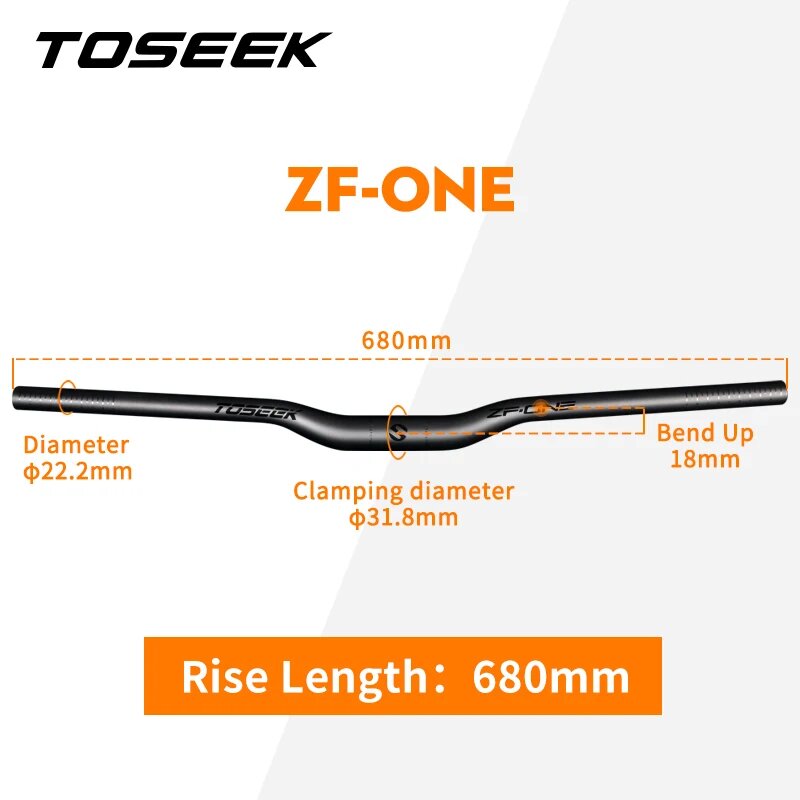 TOSEEK ZF-ONE горный велосипедный руль карбоновый матовый черный 31,8*580-760 мм Rise-680mm