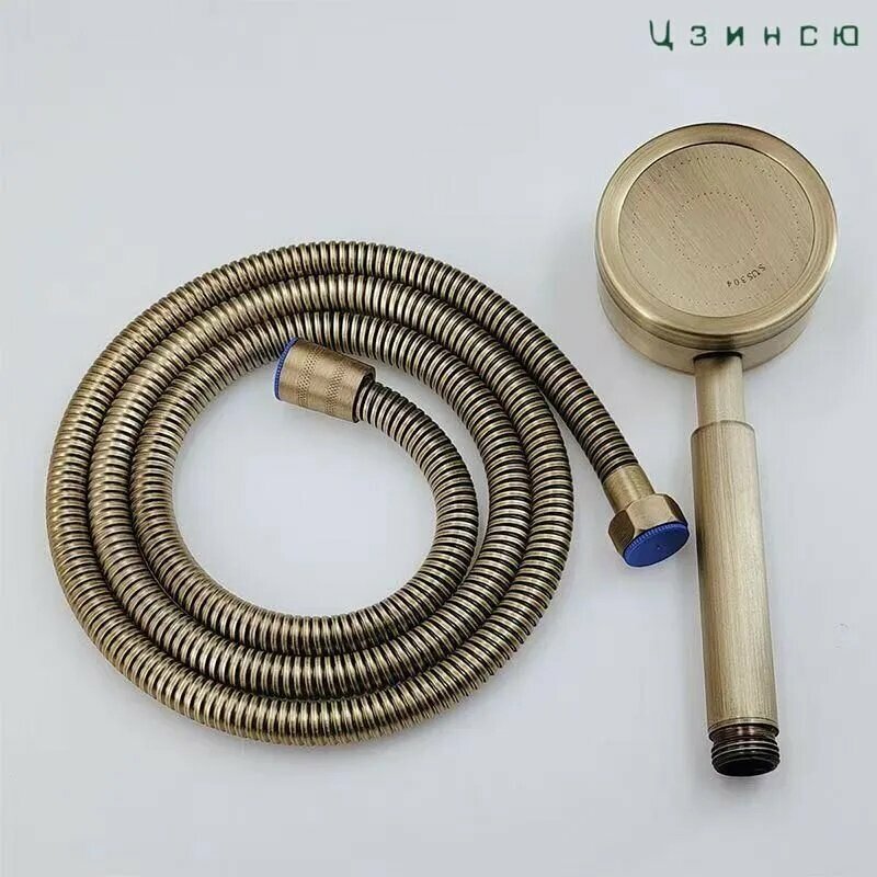 Лейка для душа со шлангом 150см (душевой комплект) ретро, цвет бронза