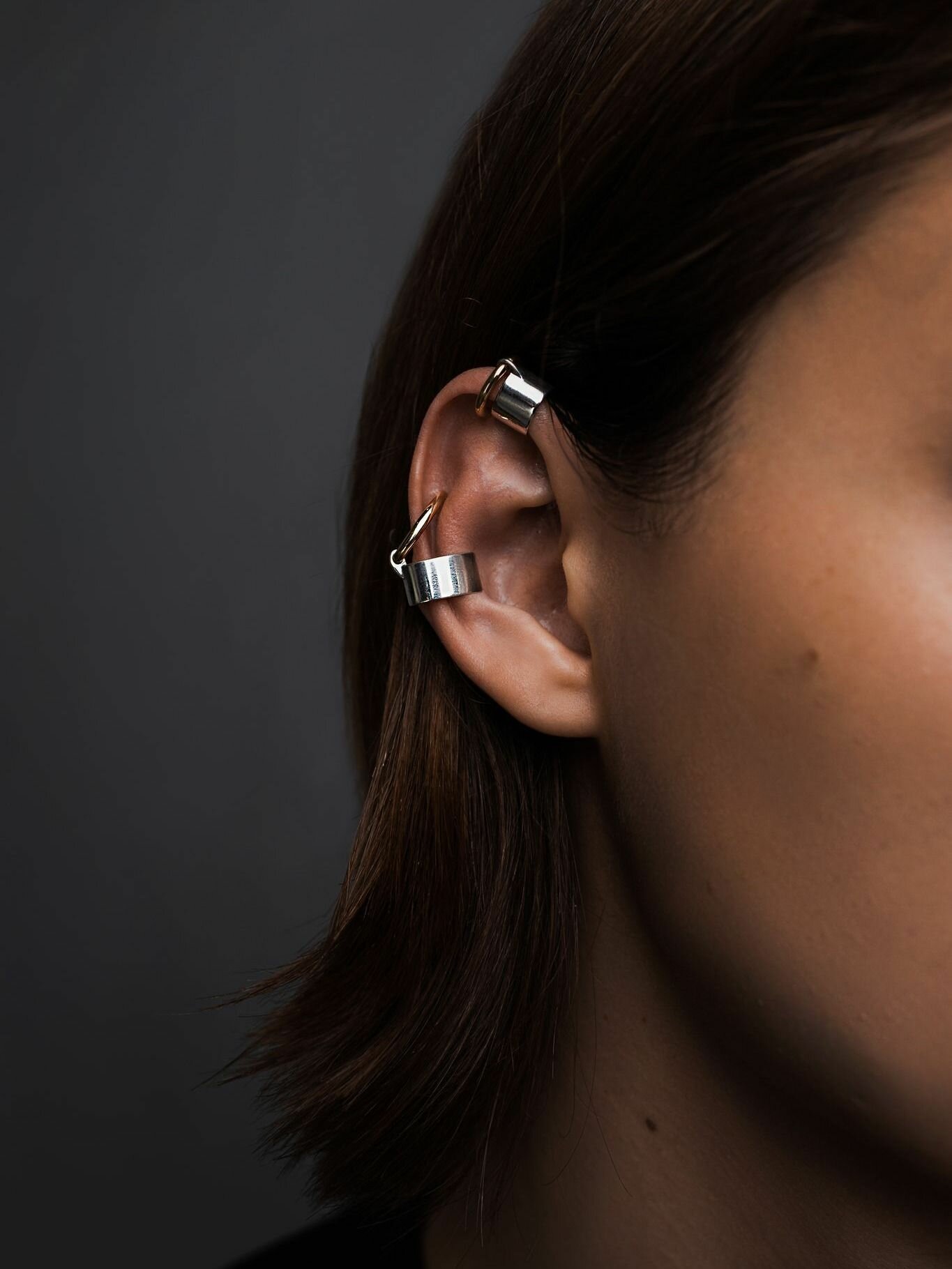 Серьги каффы, серебро, 925 проба