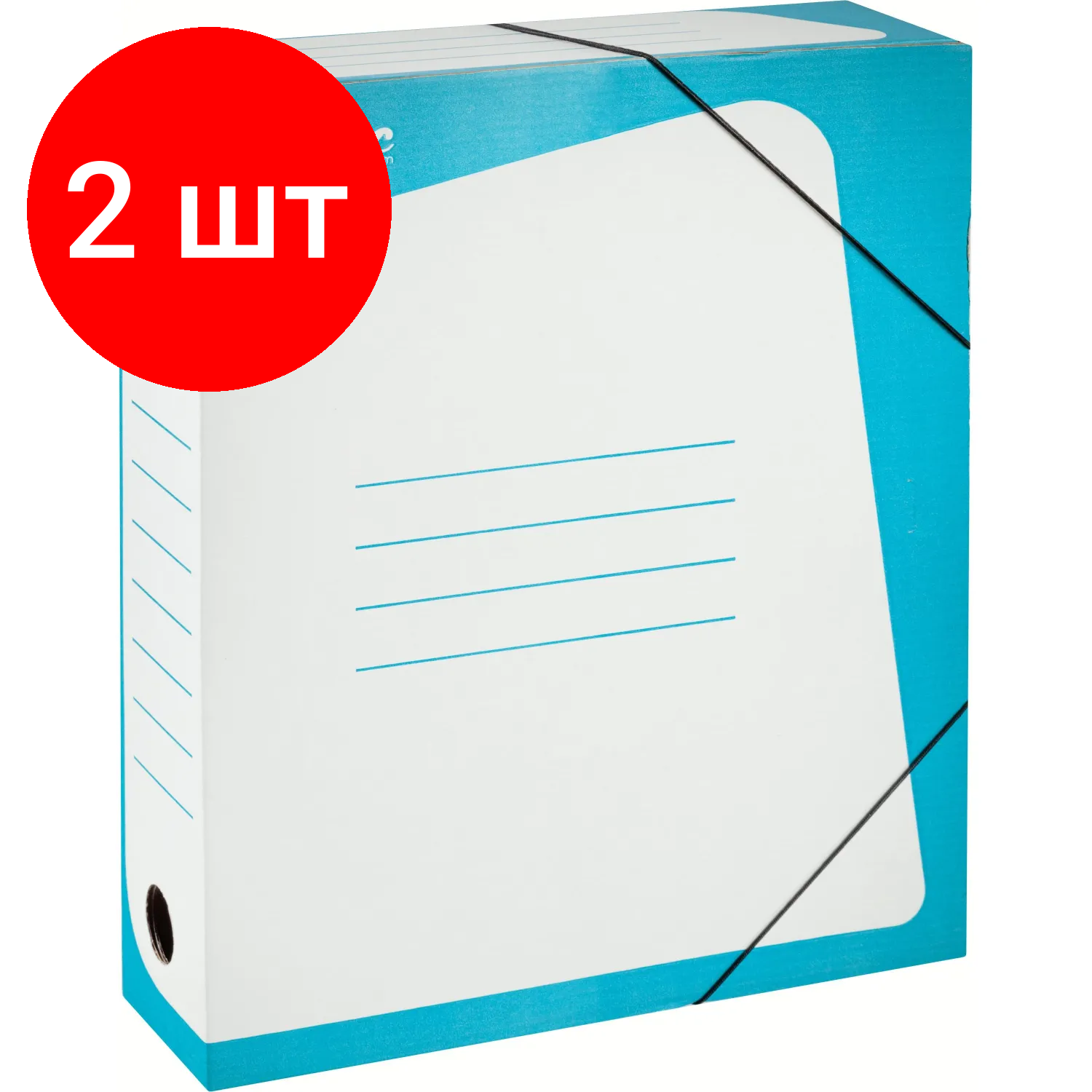 Комплект 2 штук, Короб архивный Комус гофрокартон,75 мм бирюзовый корешок