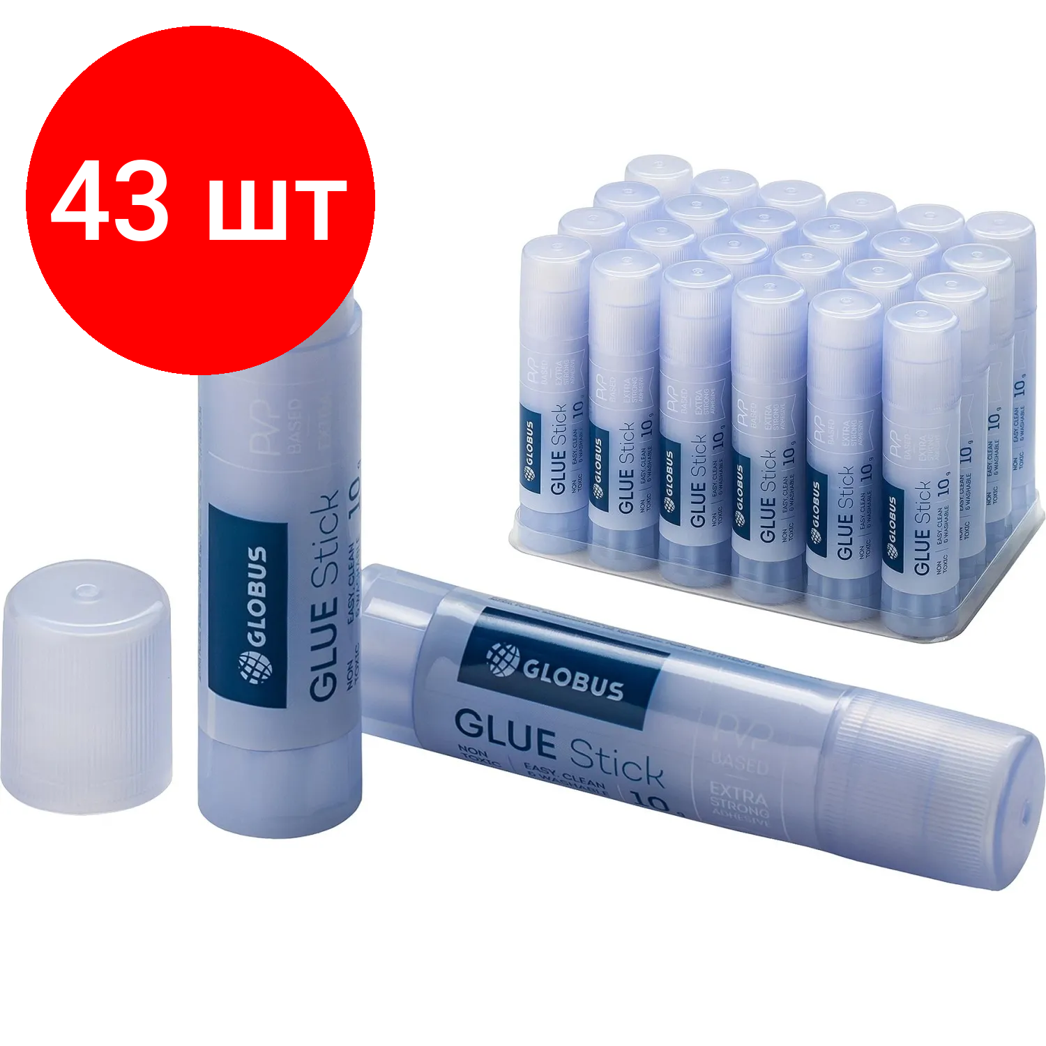 Комплект 43 штук, Клей-карандаш 10г стандарт 1011
