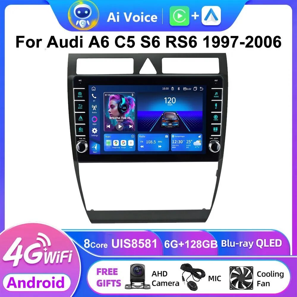 TOYOUSONIC Автомагнитола, диагональ: 9", 2 DIN, 6ГБ/128ГБ