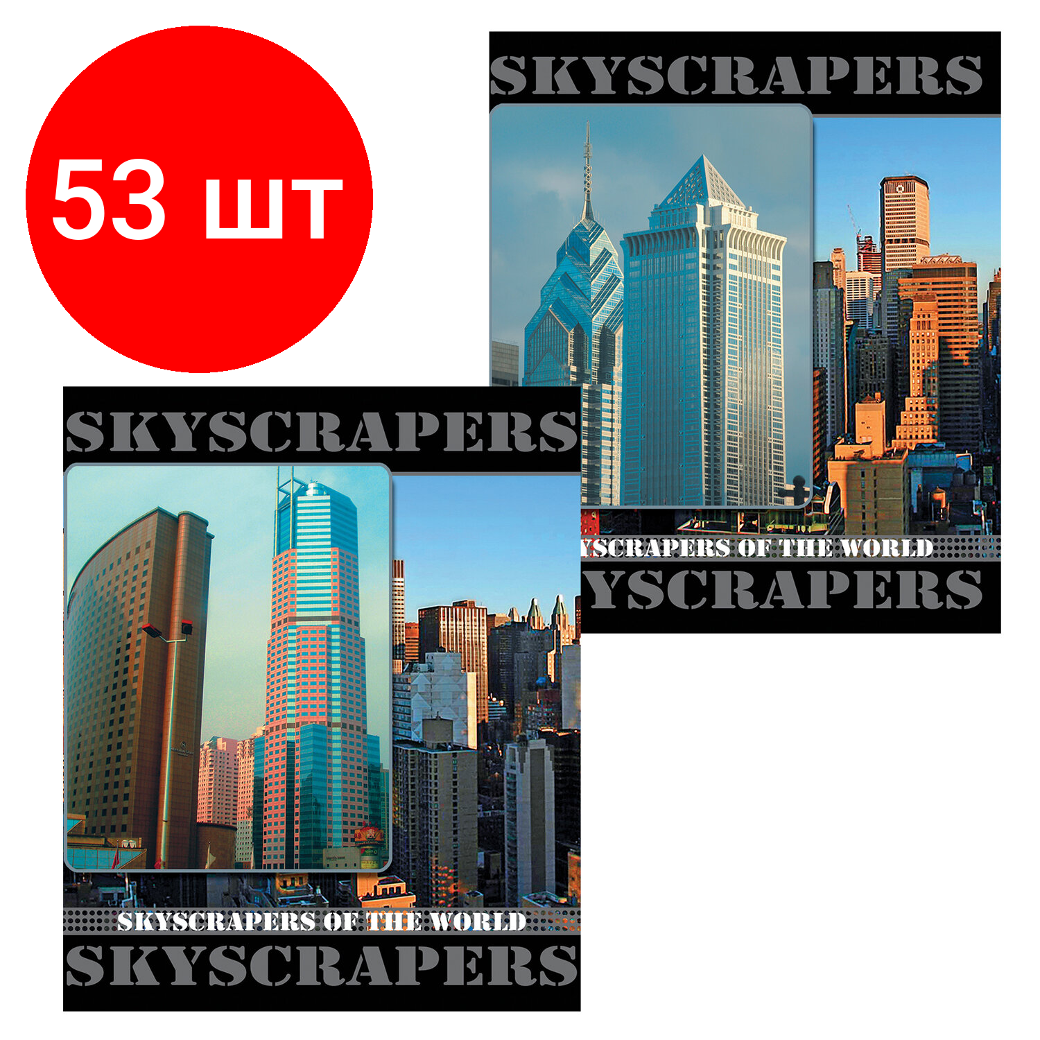 Комплект 53 шт, Тетрадь А5, 96 л, BRAUBERG ЭКО, клетка, обложка картон, города, 401293