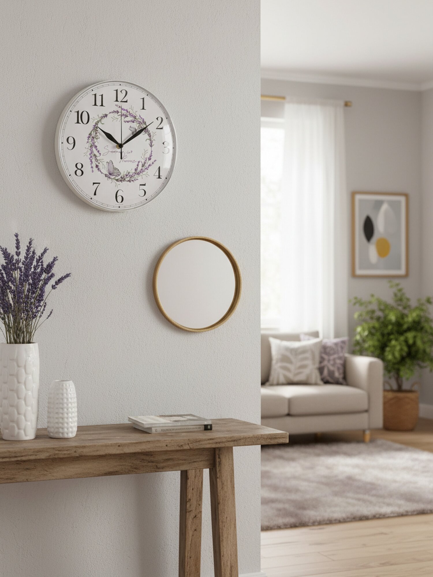 Часы настенные кварцевые Рубин Прованс 2526-100, диаметр 25 см, белый корпус, круглый циферблат со стеклом