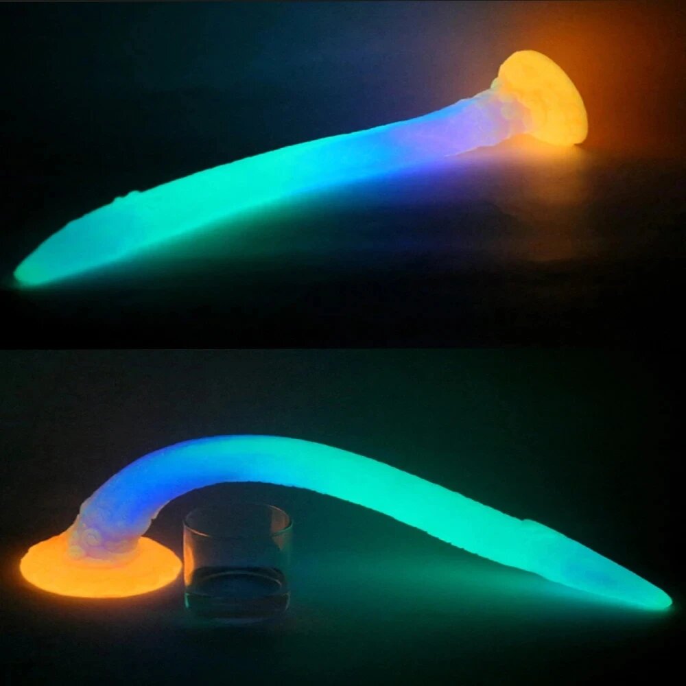 Светящийся фаллоимитатор 15,7 дюйма, анальная игрушка, Анальная пробка, цветной светящийся фаллоимитатор, очень длинный пенис, светящийся продукт для взрослых, для женщин и мужчин