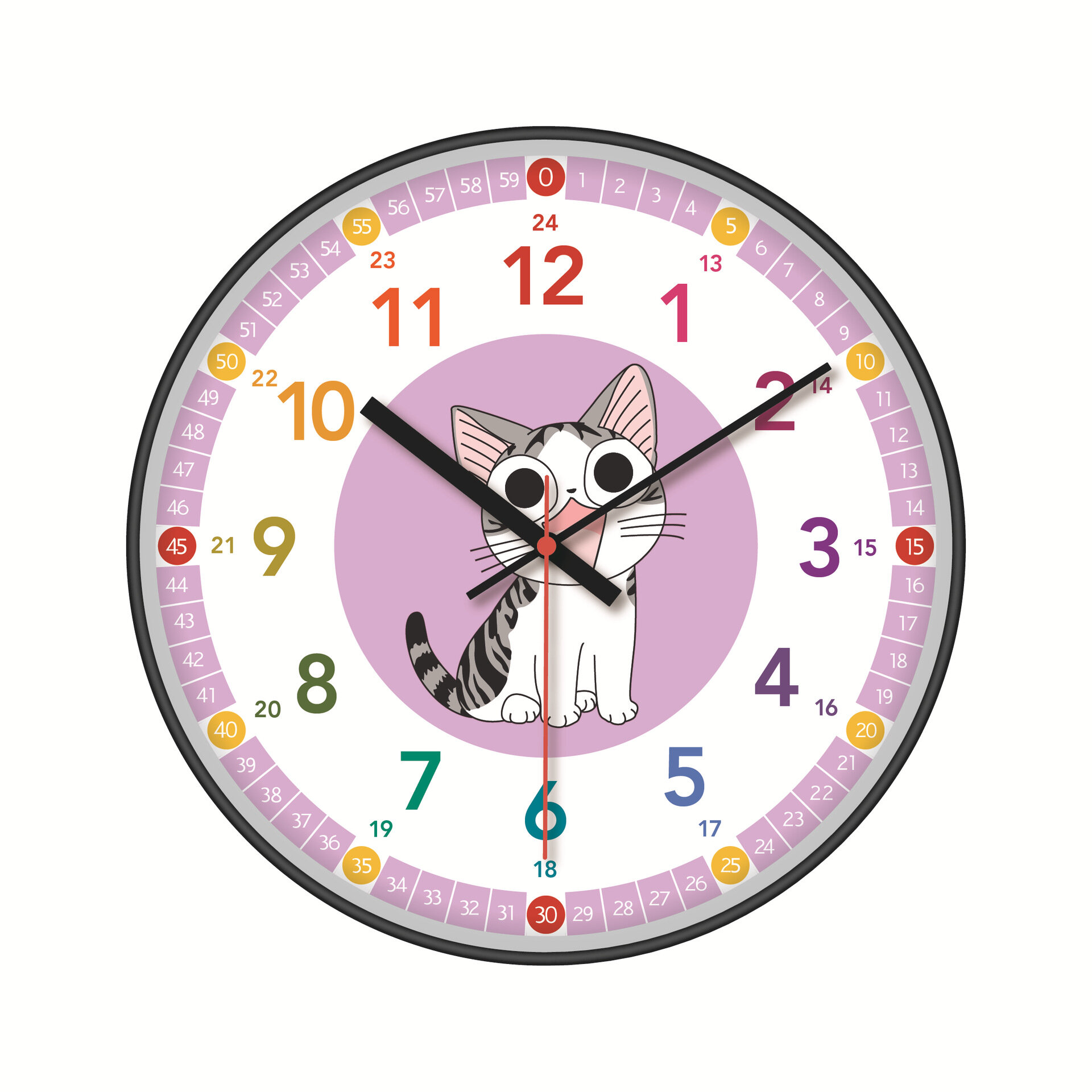 Детские обучающие настенные часы для раннего развития 12inch года, мультяшные бесшумные часы, декоративные часы для дома и спальни, часы для учеников начальной школы