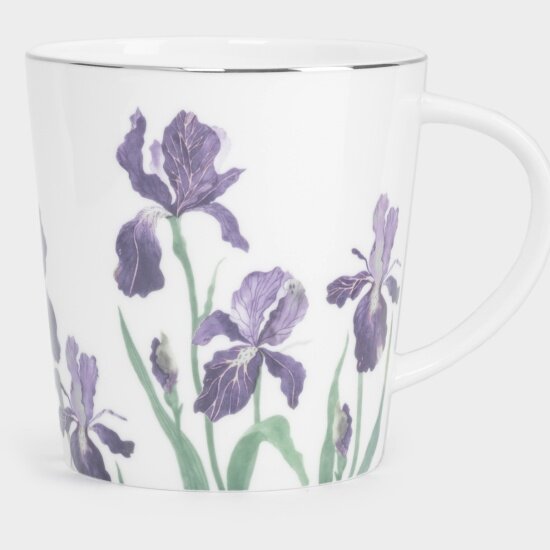 Кружка Anna Lafarg Giardino 450 мл, фарфор, белая, с золотистым кантом, Ирисы (ANLAF-TNGS300625)