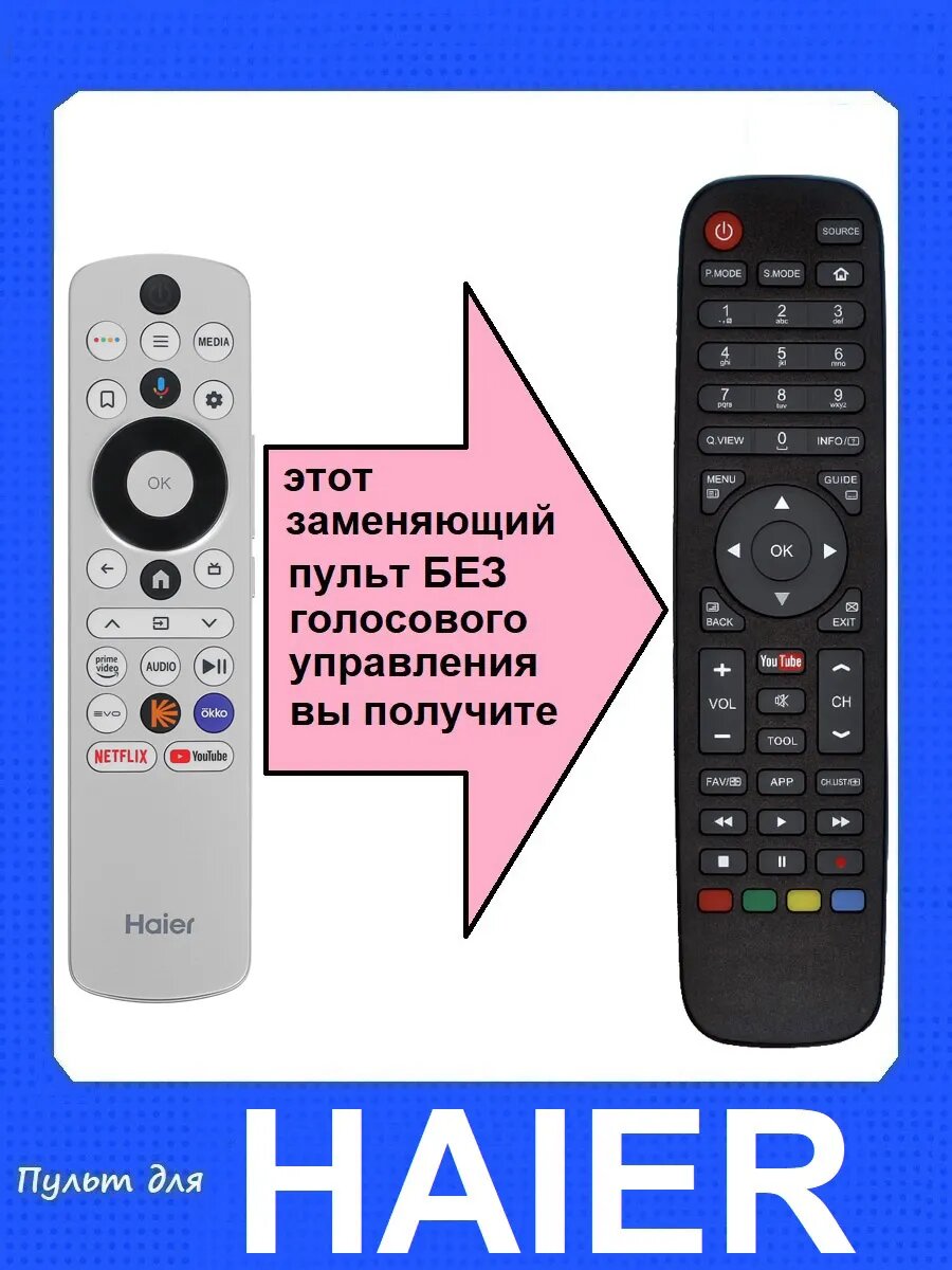 Пульт для HAIER 43 Smart TV S2 PRO, 43 Smart TV S4