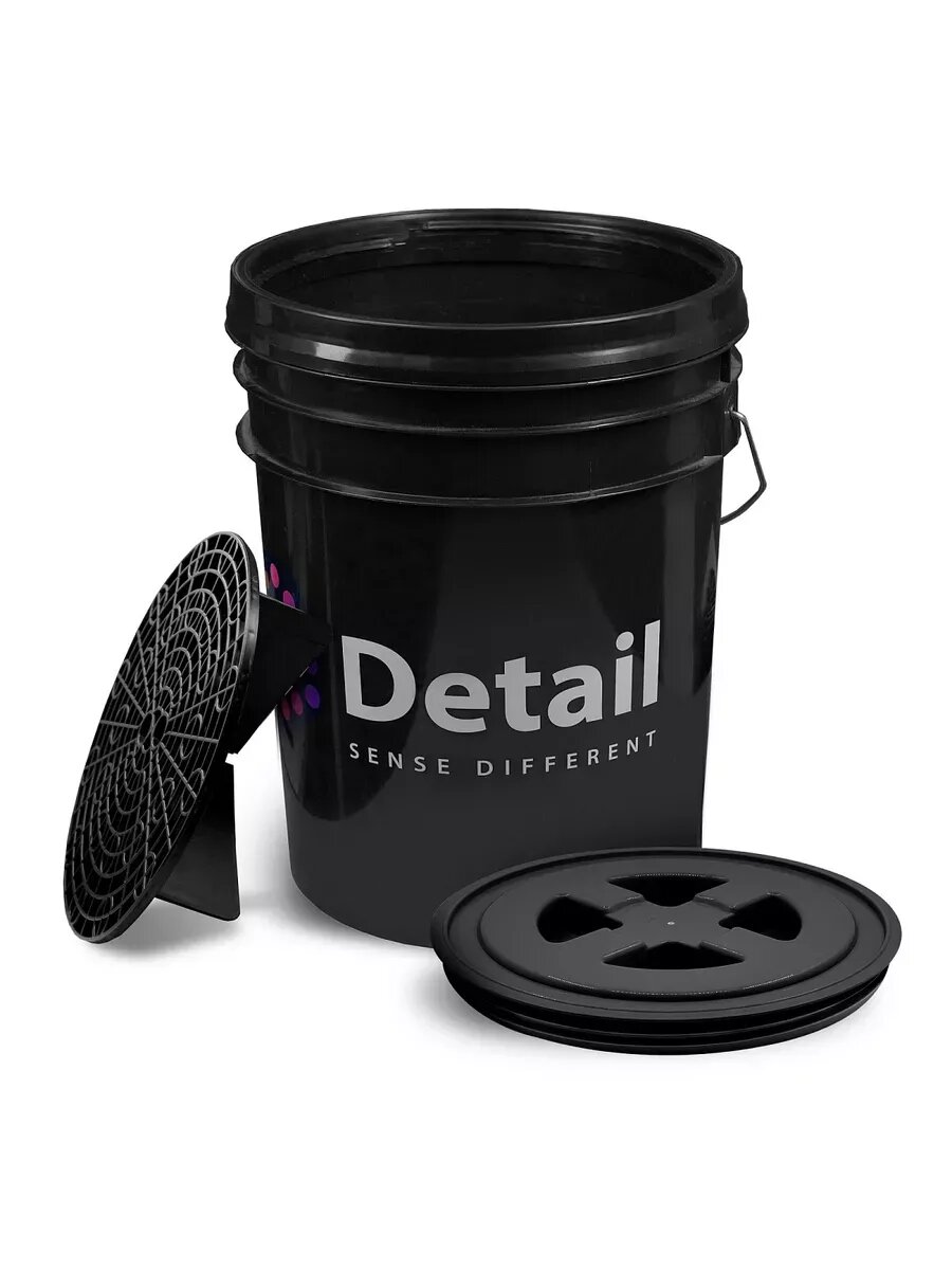 Ведро черное с крышкой и фильтром Detail DT-0222