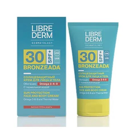 Либридерм (Librederm) Bronzeada Солнцезащитный крем с Омега 3-6-9 и термальной водой SPF30 150 мл 1 шт