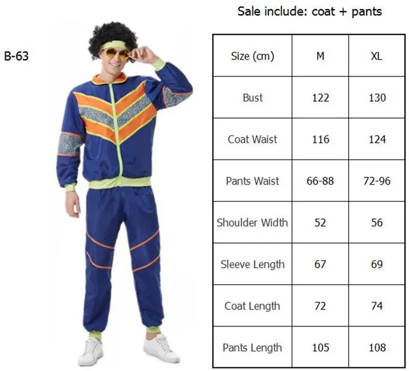 Мужские и женские винтажные костюмы хиппи М, B-63 Dark Blue Men