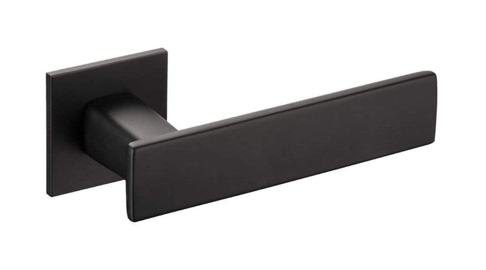Ручки дверные на квадратной розетке Archie VERGE PLANO M.BLACK - матовый черный