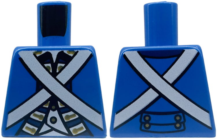 Torso Imperial Soldier Uniform Jacket with Dark Blue, Gold, and White Trim over Vest with Buttons, Crossbelts Pattern (Bluecoat), 973pb1926 Blue U