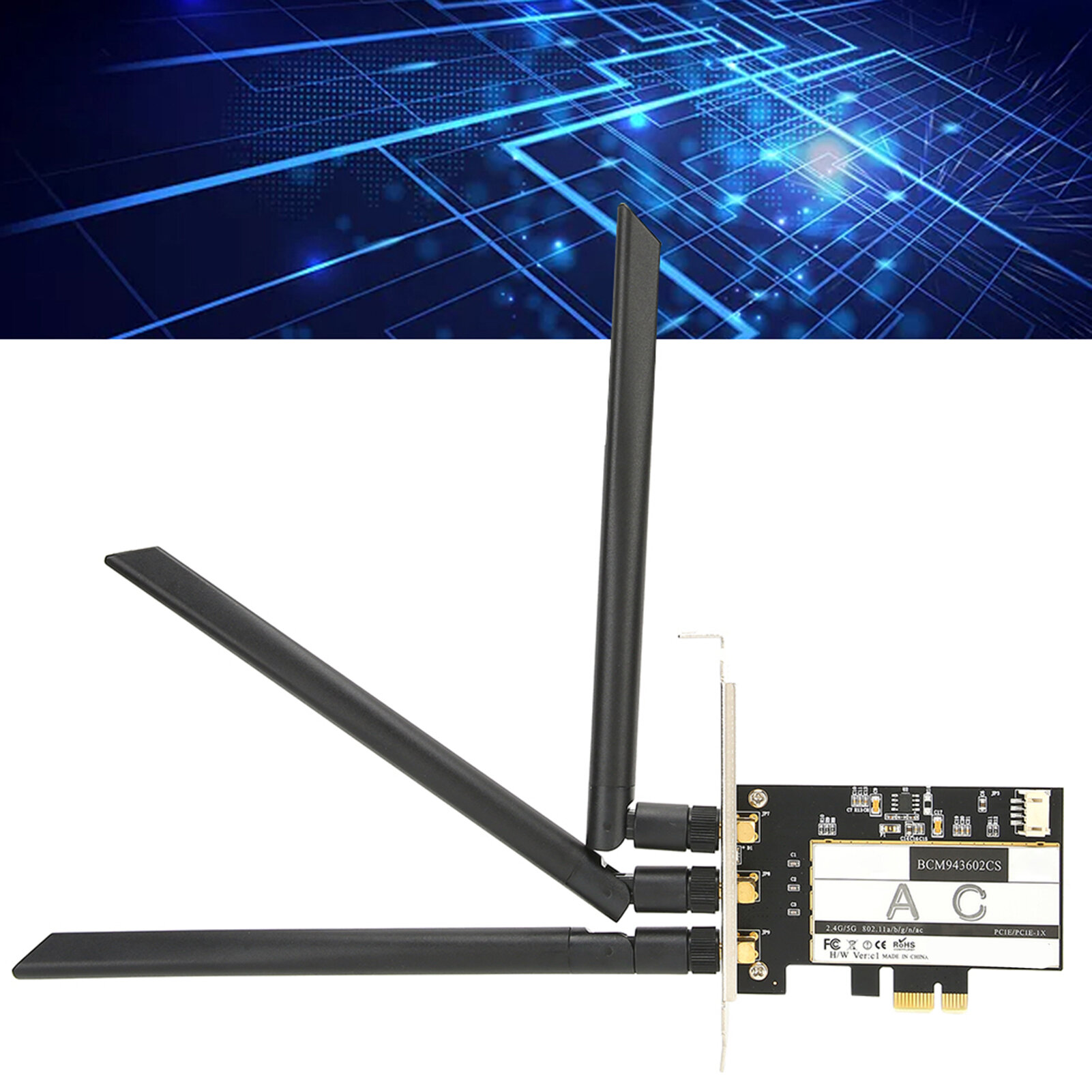 Беспроводная карта 802.11AC WiFi + для Bluetooth 4.0, настольная карта WLAN PCI E + 3 антенны BCM943602CS