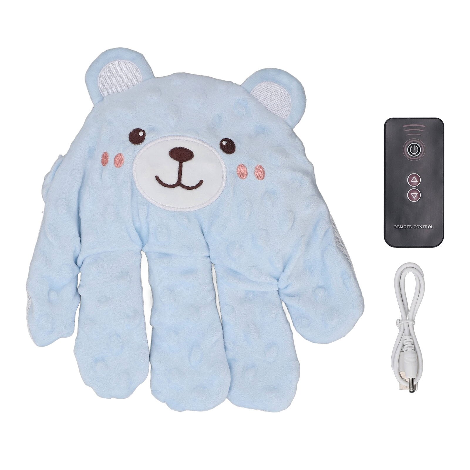 Успокаивающая подушка для малыша Baby Soothing Palm Baby Patter for Sleep Bean Dots из ткани с успокаивающей музыкой, электрическая подушка для малыша с пультом дистанционного управления, синяя.