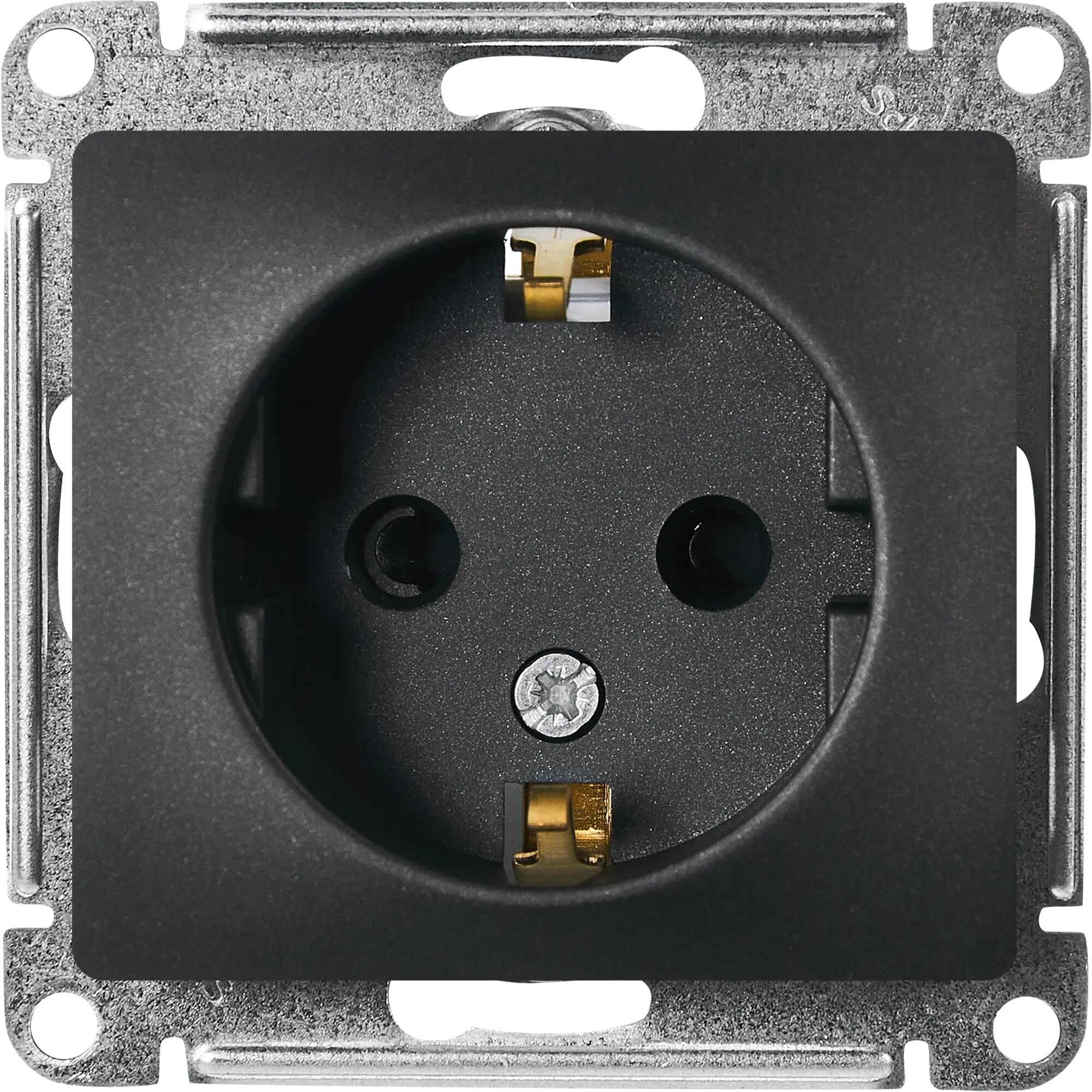 Встраиваемая розетка Systeme Electric Glossa с заземлением и шторками, цвет антрацит