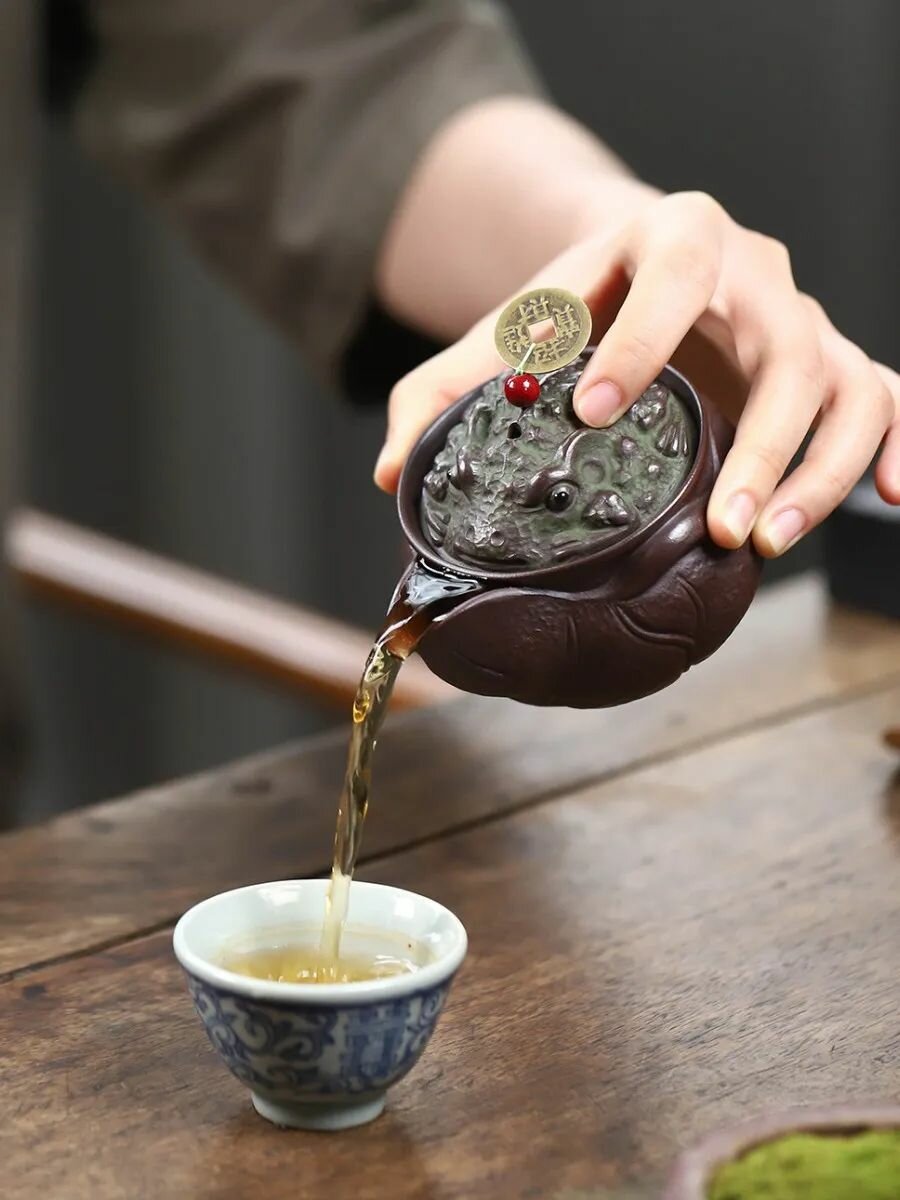 Гайвань 160 мл из исинской глины для чайной церемонии с крышкой в виде золотой жабы, китайская гайвань сиборидаси MaoChay