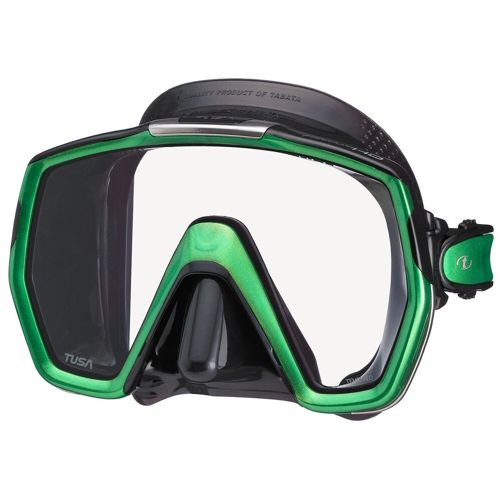 Маска для дайвинга TUSA M1001 Freedom HD черный силикон, зеленая рамка