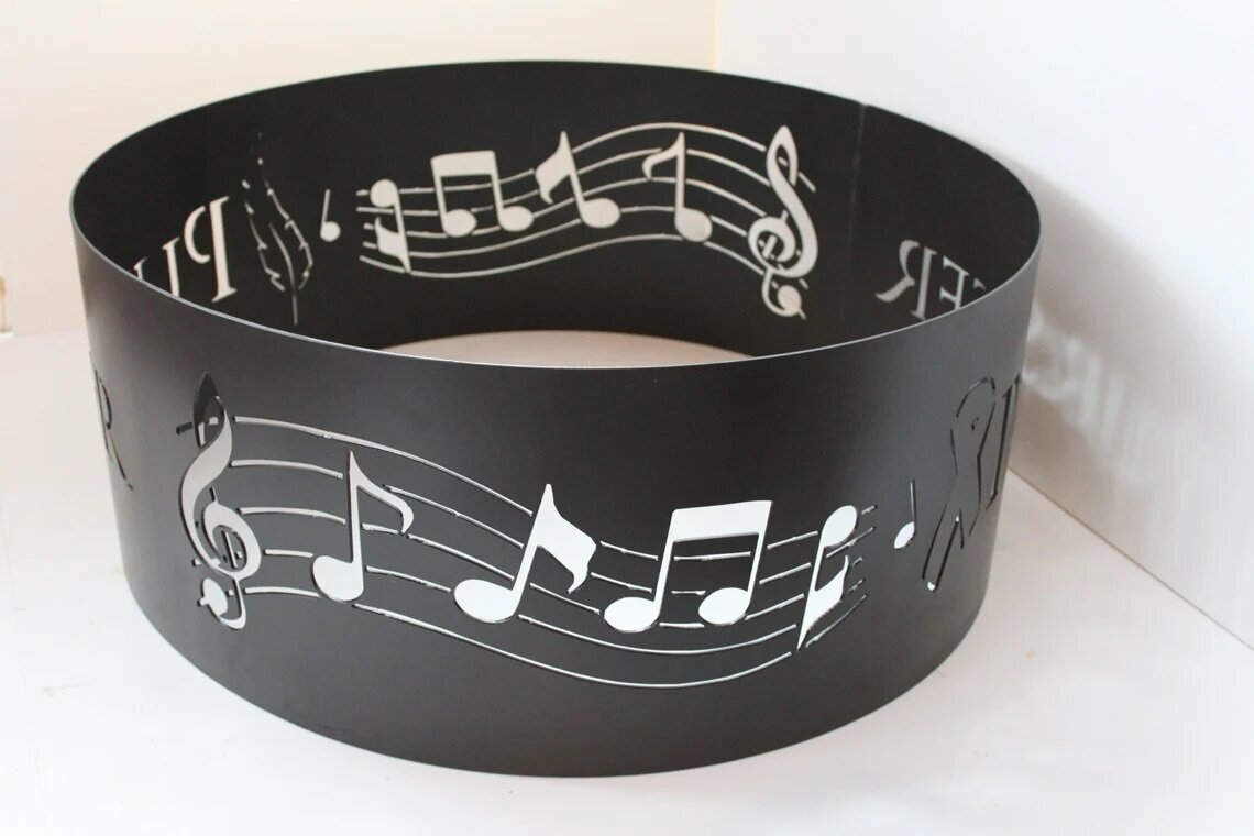 Очаг, чаша для костра, Костровая чаша, Жаровня для улицы круглая Музыка, Музыкальные ноты - огнеупорная краска