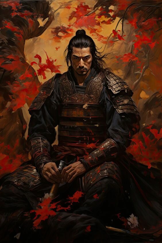 Алмазная Картина "Самурай" 5D Круглый Бриллиант 30х40 См.