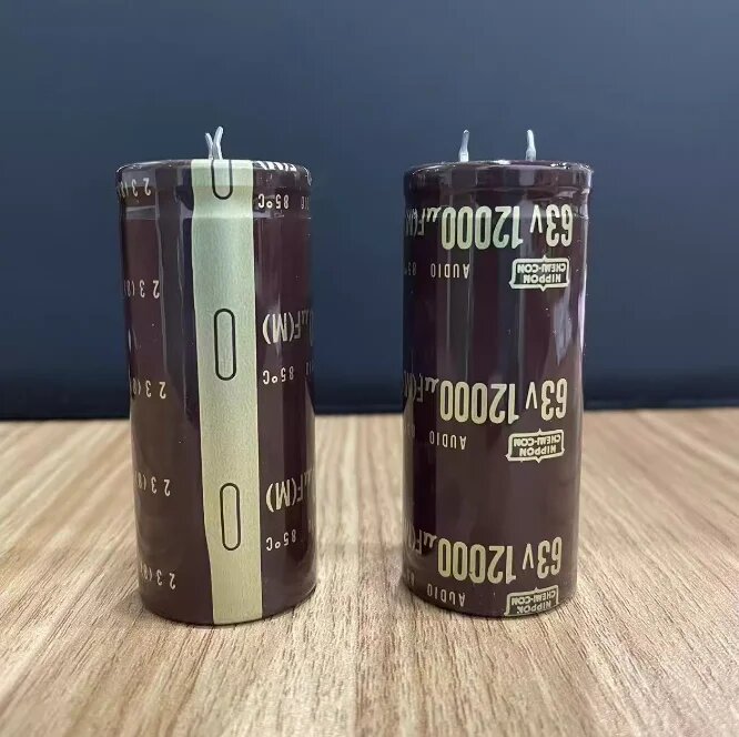Два японских электролитических конденсатора NIPPON Chemical 12000uF 63V 30x70 мм