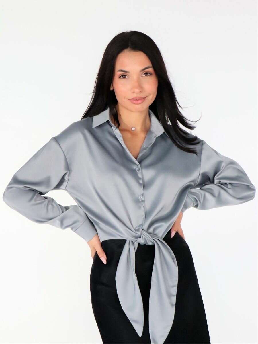 Рубашка атласная на завязках