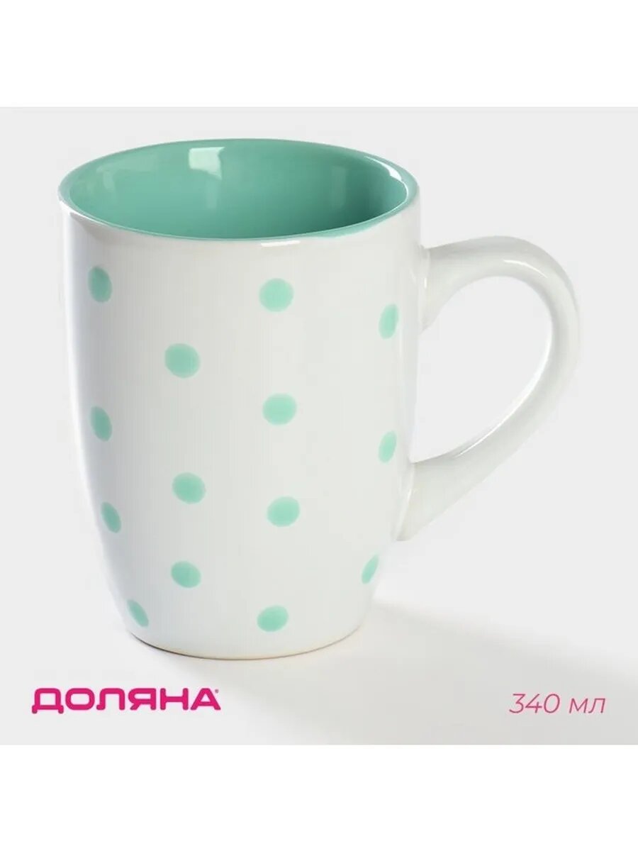 Кружка керамическая Доляна «Горох», 340 мл, цвет мятный