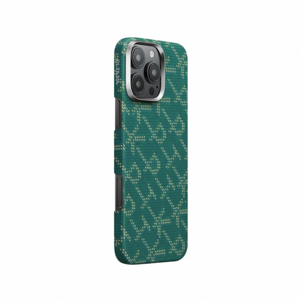 Чехол PITAKA Tactile Woven Case для iPhone 16 Pro - Monogram Gold/Green