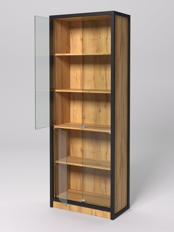 Шкаф-витрина офисный ШВ-51 "стронг" в стиле лофт, Дуб Золотистый
