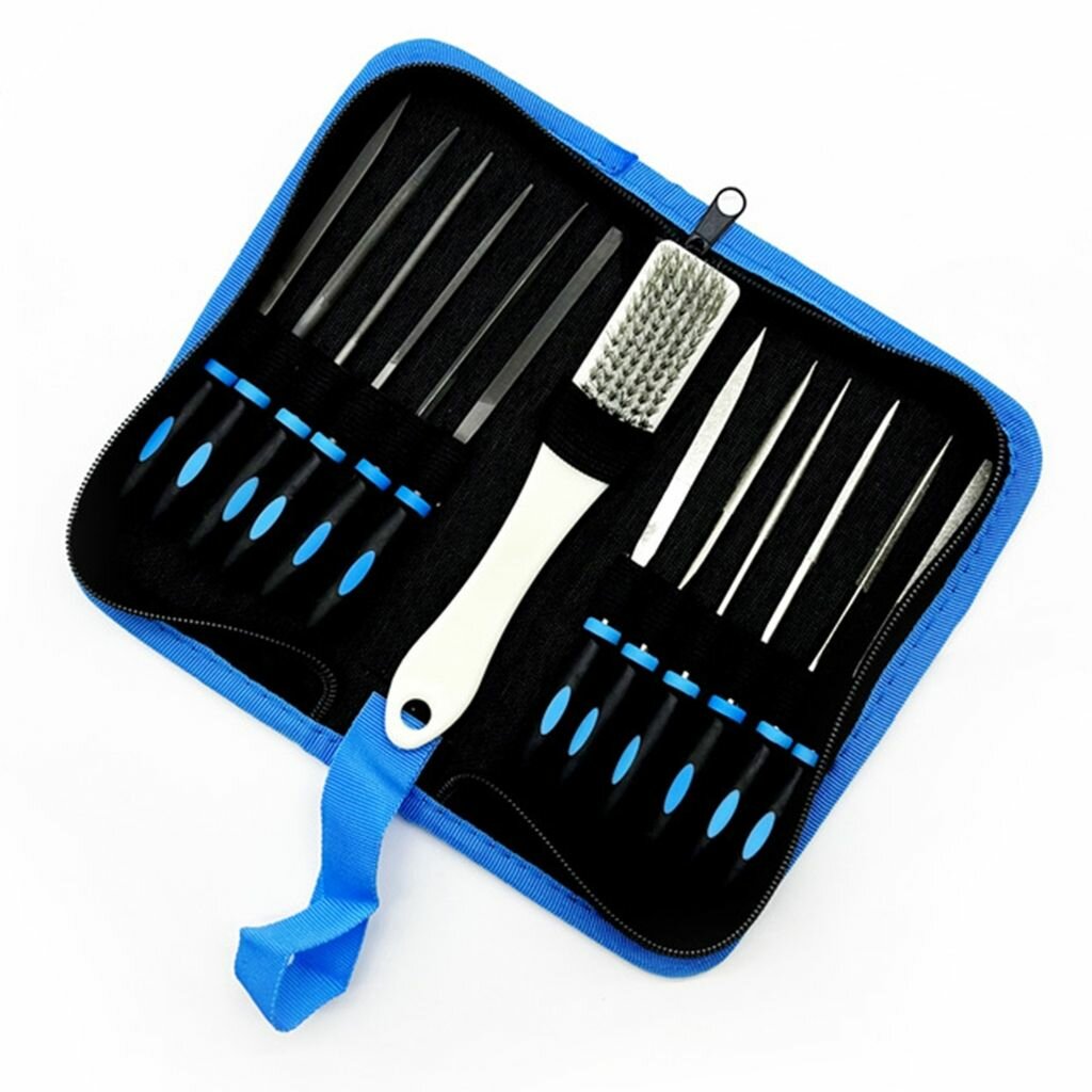 Набор инструментов из 13 пластиковых напильников и щеточек для чистки, синий