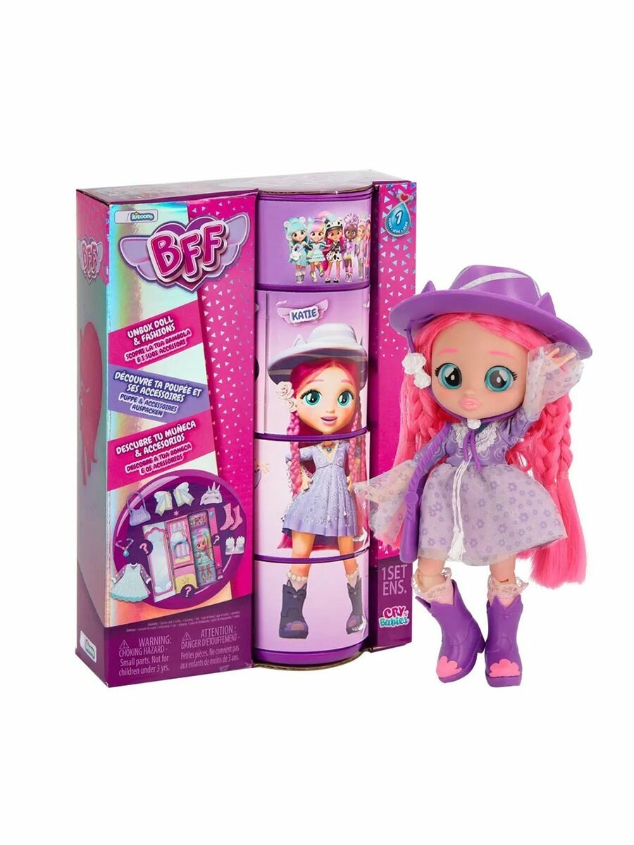 IMC BFF By Cry Babies Series 1 / Модная Игрушка-кукла С Длинными Волосами, С 8 Аксессуарами, Подходит Для Подарков На День Рождения От 4 Лет И Старше