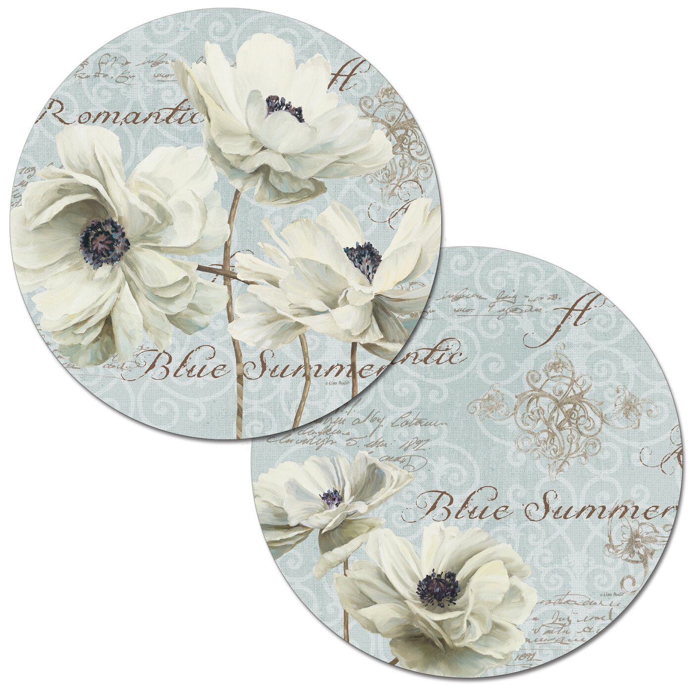 Комплект двухсторонних сервировочных салфеток Conimar "Лазурное лето" диаметр 35см 4шт